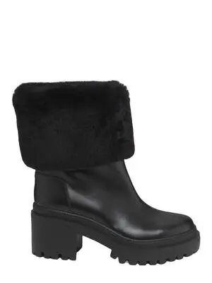 GIUSEPPE ZANOTTI 70mm Shearling-cuff Leather Platform Booties