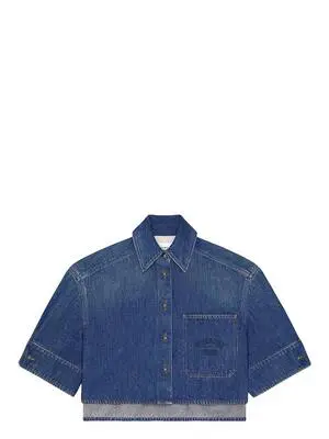 Givenchy Cropped Cocoon Shirt In Medium Clue Denim Medium Blue