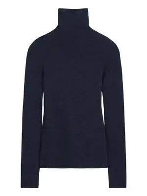 Cos Sparkly Seamless Wool Mock-neck Top Navy