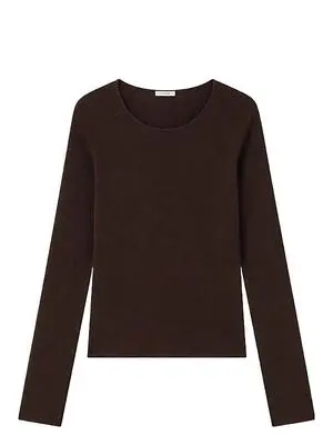 JOSEPH Nali Scoop-neck Long-sleeve Silk-blend Top L