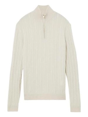 REISS Howard Cable-knit Cashmere Jumper L Parchment Grey