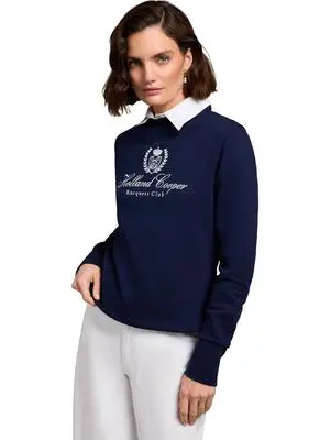 Holland Cooper Mock Collar Crew Neck Sweat Navy