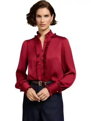 HOLLAND COOPER Ria Ruffle Shirt Deep