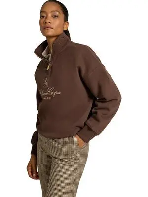 Holland Cooper Essential Relaxed Quarter Zip Sweat Walnut