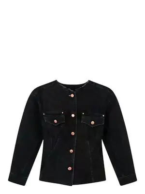 3x1 Pick Dumbo Collarless Denim Jacket - Black