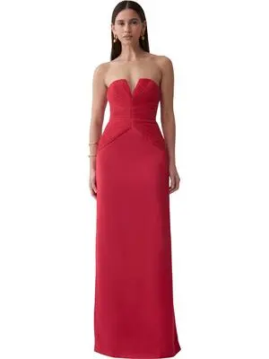 MESHKI Aiyana Pleated Strapless Maxi Dress
