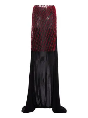 CHRISTOPHER ESBER Lattice Beaded Mullet Silk Midi Skirt
