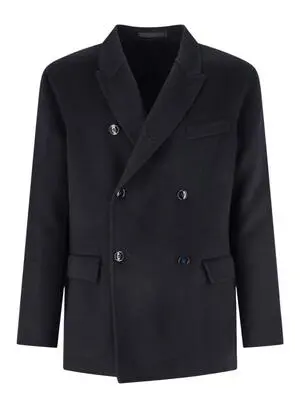 Giorgio Armani Double-breasted Wool Blend Blazer Jacket - Blue