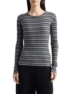 LISA YANG Tarika Stripe Cotton & Cashmere Sweater