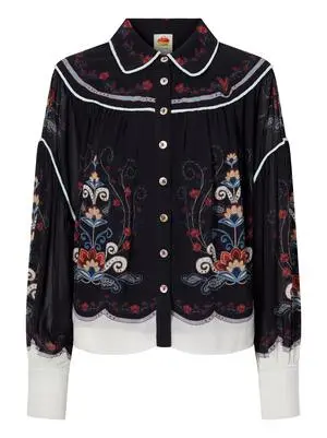 Farm Rio Nikita Printed Gathered Georgette Shirt Multi