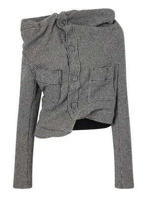 Junya Watanabe Asymmetric Houndstooth Wool-blend Jacket Multi