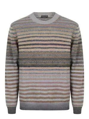 DONDUP Striped Crew-neck Sweater Grey