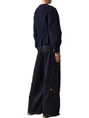 Zimmermann Clash Boucle Peplum Jacket Deep Navy