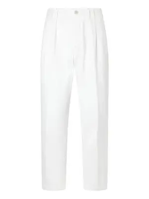 Canali Canali - Tapered Pleated Cotton-Twill Trousers - Men - Neutrals  Neutrals