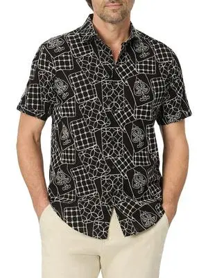 ROBERT GRAHAM All Aces Embroidered Short Sleeve Button-up Shirt