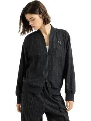 BRUNELLO CUCINELLI Comfort Virgin Wool Dazzling Chalk Stripe Sweatshirt With Logo