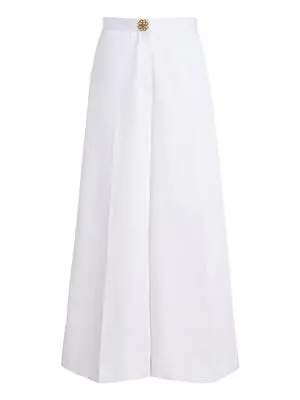 OSCAR DE LA RENTA Mid-Rise Stretch-Cotton Twill Wide-Leg Pants