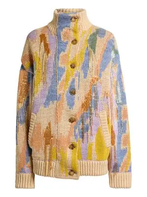 ETRO Patterned Knit Cotton-Blend Sweater Jacket