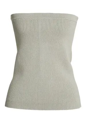 Rick Owens Solid-colored Strapless Knit Crop Top Gray
