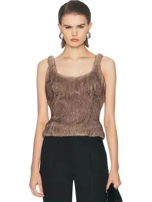 Alexander Wang Alexander Wang Faux Fur Fitted Tank Top In Grey Grey