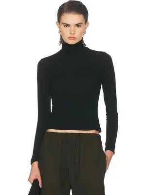 LESET Leset Lauren Long Sleeve Turtleneck Top In Black