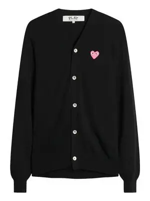 Play Comme Des Garcon Logo-patch V-neck Cardigan Black