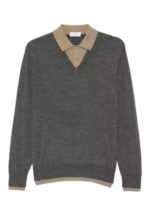 PAOLO PECORA Layered-effect Long-sleeve Polo Shirt