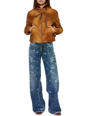Dsquared2 High-neck Denim Jacket - Brown