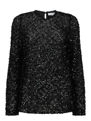 HARRIS TAPPER Exclusive Eva Sequin Knit Top Black