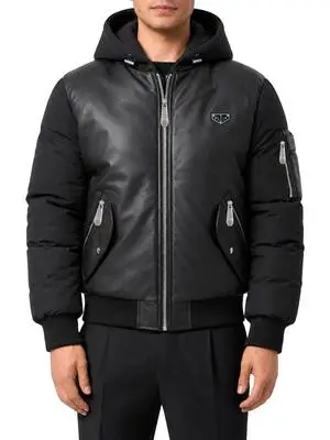 PHILIPP PLEIN Quilted Puffer Jacket With Hood And Hexagon Logo Patch