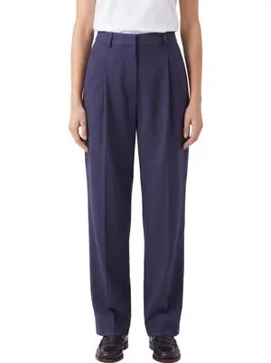 THELATEST Pleated Tailored Wide-leg Trousers In Virgin Wool Blend Blue