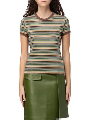 MARNI Striped Slim Fit Cotton Knit T-shirt With Contrast Logo