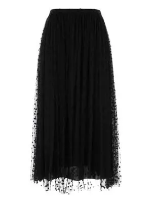 Alberta Ferretti Polka Dot Tulle Maxi Skirt - Black