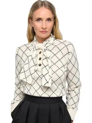 DEA KUDIBAL Krystledea Merino Agryle Tie Neck Jumper