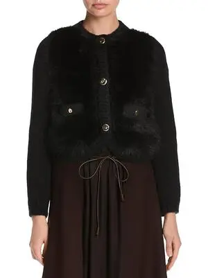 MONCLER Puffer Back Mixed Media Cardigan