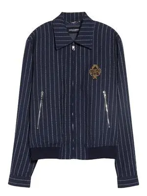 Dolce & Gabbana Pinstripe Embroidered Harrington Jacket Rigato