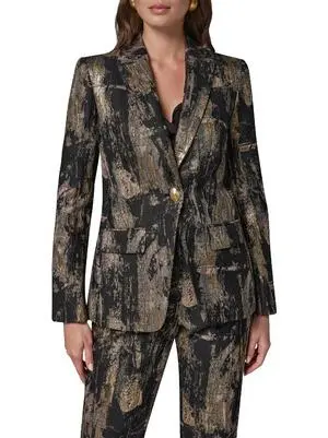 Donna Karan New York Metallic Peak Lapel Blazer Black Multi