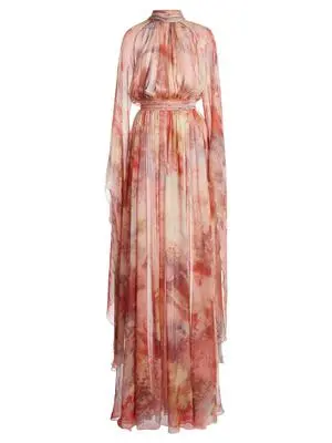 Zuhair Murad Draped Silk-Charmeuse Maxi Dress Multi