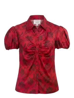 Cinq À Sept Solange Paisley Fan Top Red