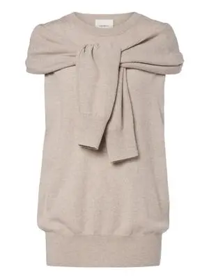 LISA YANG Othelia Caped Cashmere Sweater Beige