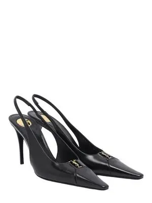 Saint Laurent Cassandre Leather Slingback Pumps - Black