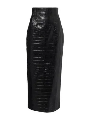 KHAITE Loxley Croc-effect Leather Midi Skirt