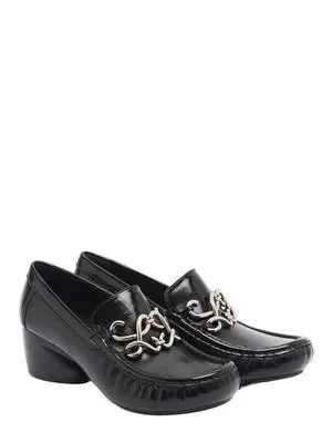 LOEWE Oval Double L Leather Loafer Pumps