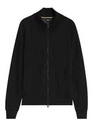 BOSS Zippered Cardigan Crafted From Virgin Wool