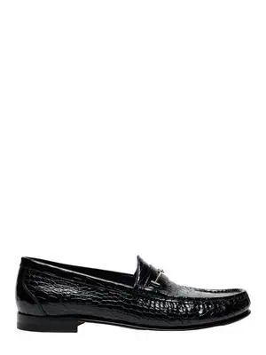 TOM FORD Calf Leather Croc-embossed Oscar Loafers