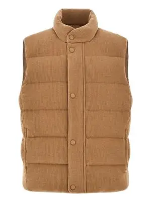 CANALI Camel-colored Wool And Camel Corduroy Vest