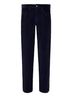 CANALI Navy Blue Comfort Cotton Velvet Regular-fit 5-pocket Pants