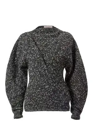 CAROLINA HERRERA Pleated Bouclé Sweater