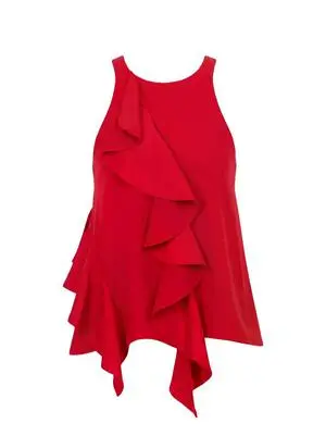 Cinq À Sept Vivia Ruffled Top Red