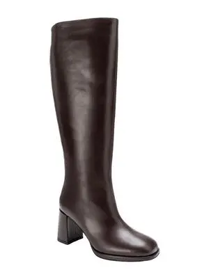 FOREVER & ALWAYS SHOES Javen Leather Block Heel Boot Brown